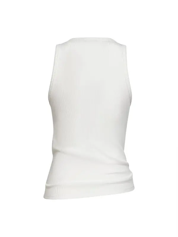 Rabanne White Ribbed Stretch Cotton Tank Top With Piercing - Multicolor