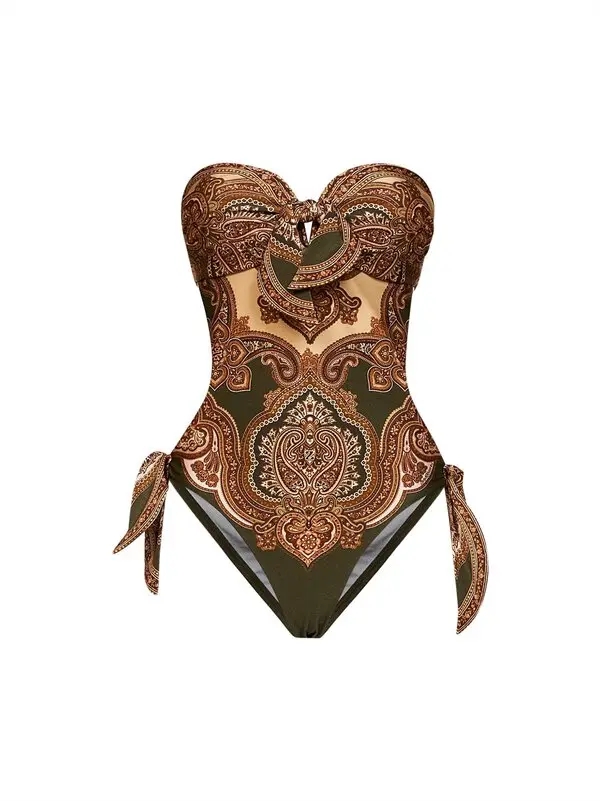 Zimmermann Olive Paisley-print Lycra Mahon One-piece Swimsuit - Multicolor