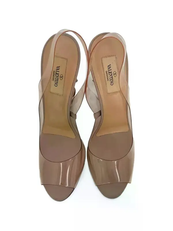 Valentino Garavani 2010s Rockstud Slingback Wedge Pumps - Neutrals
