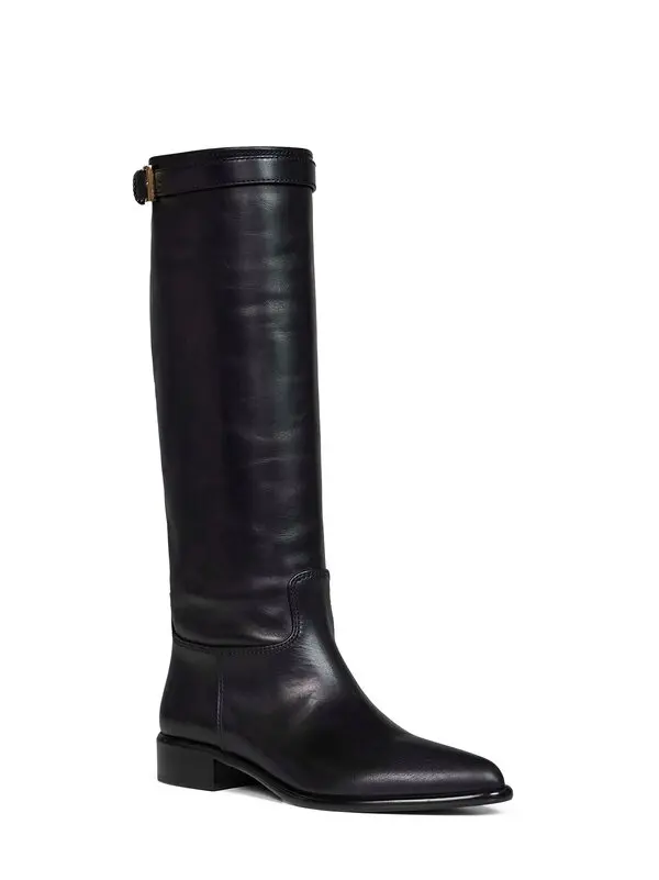 Prada Calzature Black Leather Knee-high Boots