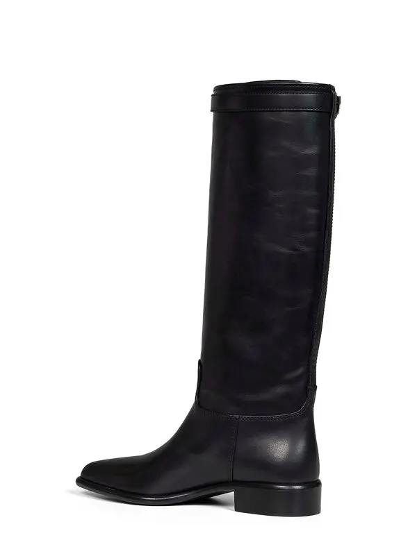 Prada Calzature Black Leather Knee-high Boots