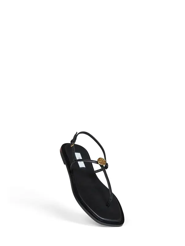 TOTEME Black Nappa Leather T-strap Thong Sandals - Multicolor