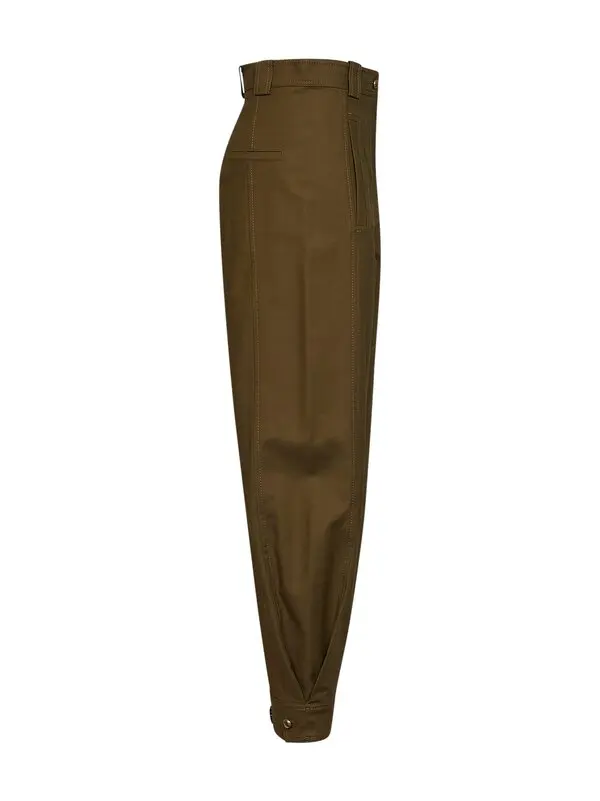 Max Mara Khaki Green Stretch Canvas Mxmadorni Barrel-leg Trousers - Multicolor