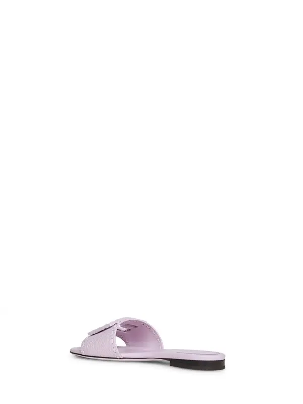 Fendi Lilac Leather Baguette Slides
