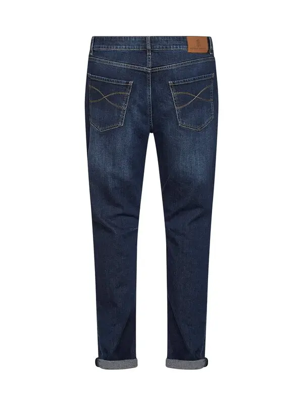 Brunello Cucinelli Dark Blue Comfort Cotton Denim Leisure Fit Jeans - Multicolor