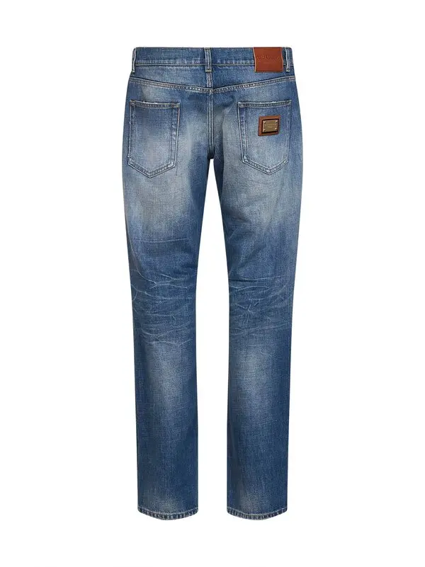 Dolce & Gabbana Light Blue Distressed Cotton Denim Classic Jeans