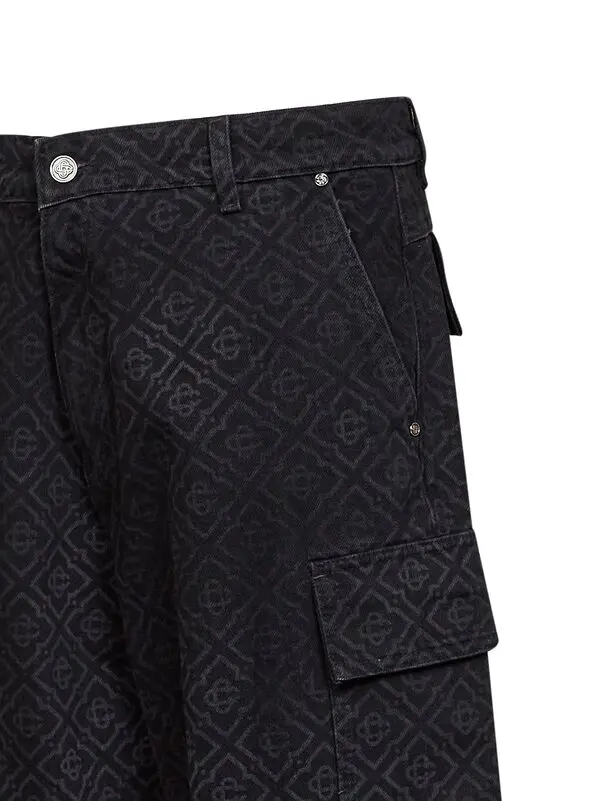 Casablanca Black Cotton Denim Monogram Cargo Jeans