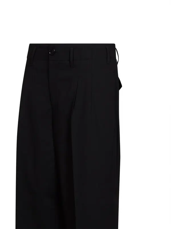 AMI Paris Black Wool Serge Double-pleat Wide Trousers