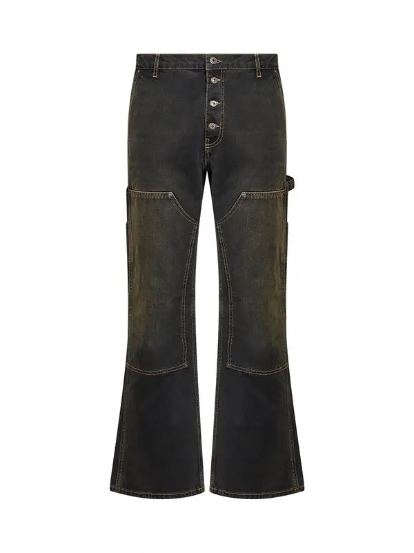 Off-White Black Denim Half Arrow Ripped Flared Jeans - Multicolor