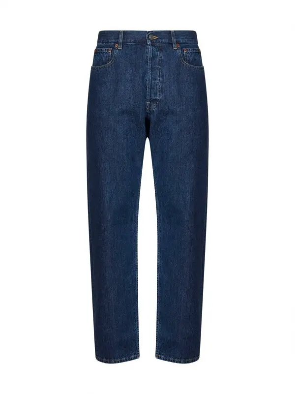 Valentino Garavani Medium Bue Cotton Denim Jeans With Vgold - Multicolor