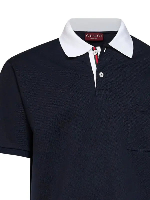 Gucci Blue Stretch Cotton Pique Polo Shirt