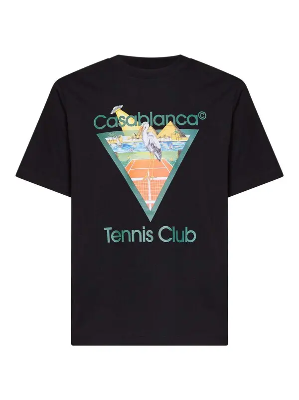 Casablanca Black Jersey Tennis Club Icon Pyramid Abduction T-shirt - Multicolor