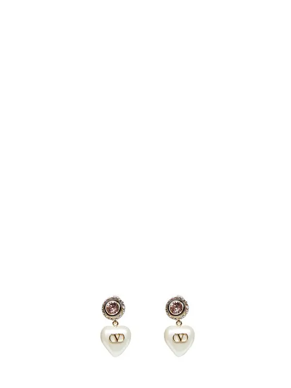 Valentino Garavani Metal Heart-pendant Vlogo Signature Earrings - Multicolor