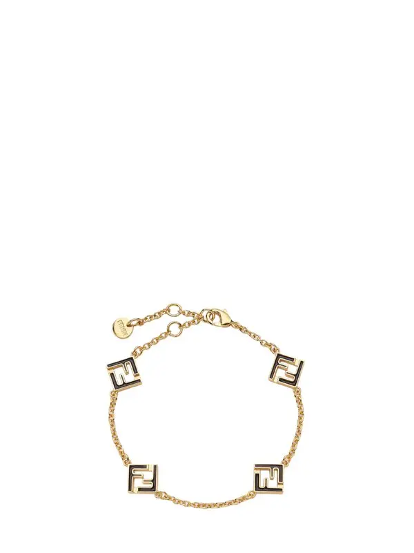 Fendi Gold Metal And Black Enamel Forever Bracelet - Multicolor