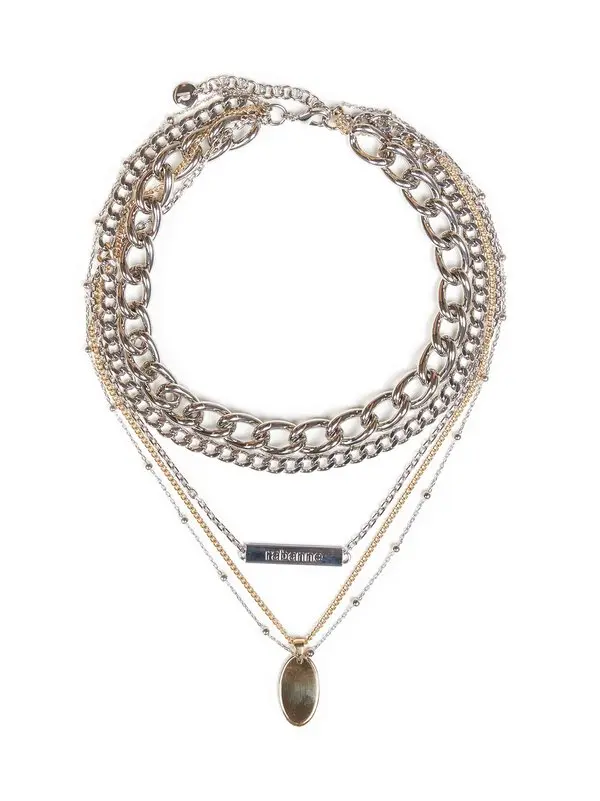 Rabanne Silver And Gold Brass 5 Rangs Multi-strand Necklace - Multicolor