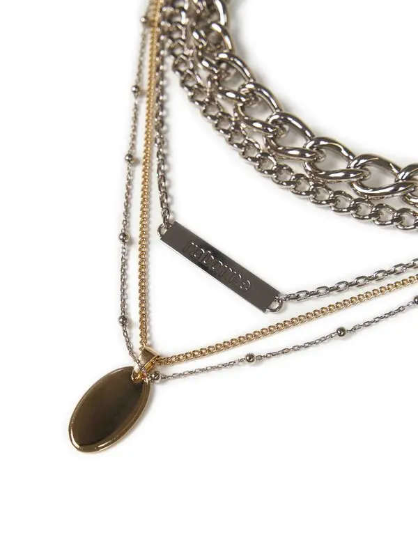 Rabanne Silver And Gold Brass 5 Rangs Multi-strand Necklace
