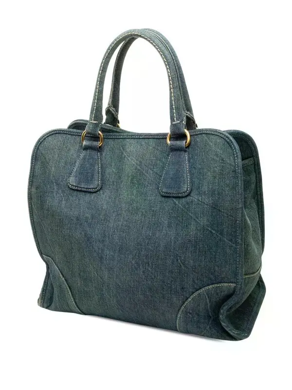 Prada 2000-2026 Denim Open Convertible Tote Satchel
