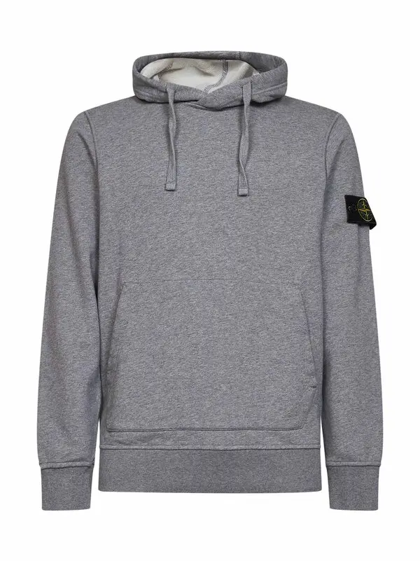 Stone Island Mélange Grey Mélange Organic Cotton Hoodie - Multicolor