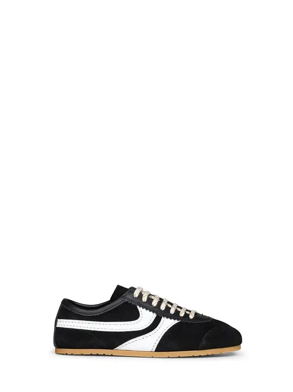 Dries Van Noten Black Suede Sneakers With Leather Details - Multicolor