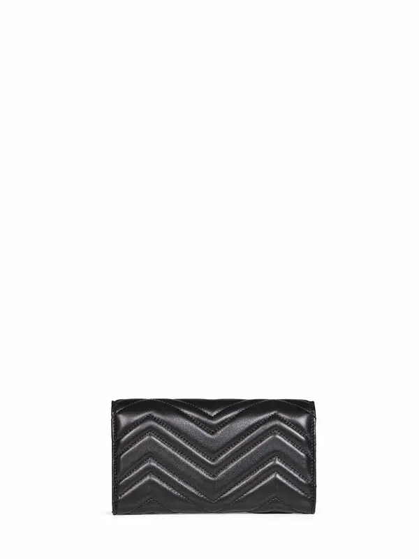 Gucci Black Leather Gg Marmont Continental Wallet