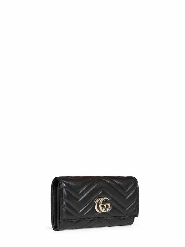 Gucci Black Leather Gg Marmont Continental Wallet
