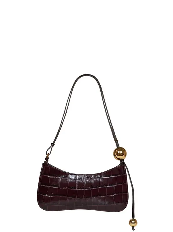 Jacquemus Dark Burgundy The Bisou Perle Beaded Shoulder Bag