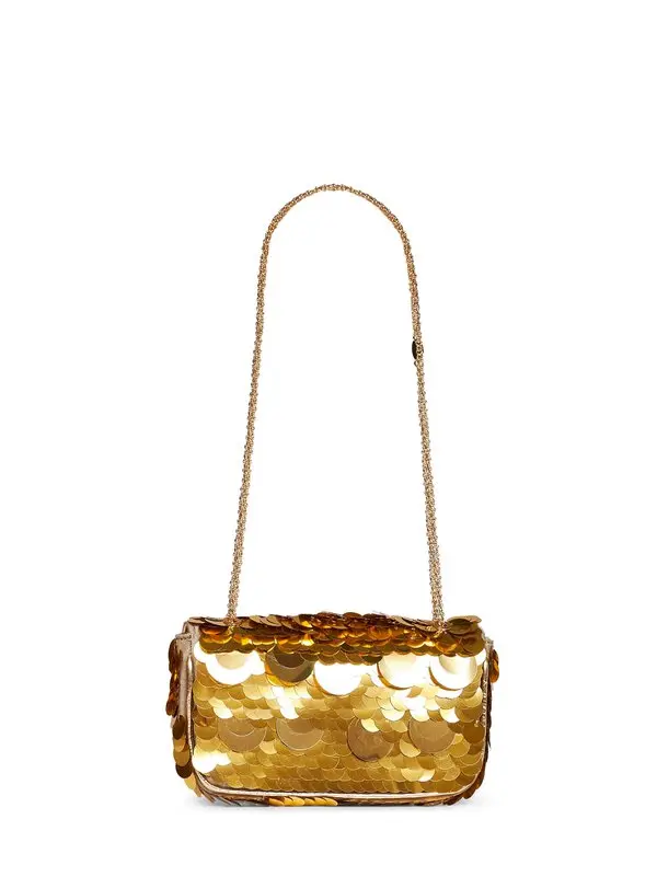 Rabanne Gold Small Sparkle Baguette Bag Shoulder Bag
