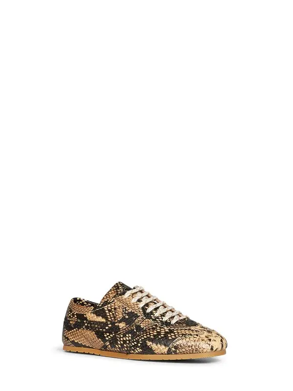 Dries Van Noten Beige Snakeskin-embossed Leather Sneakers - Multicolor