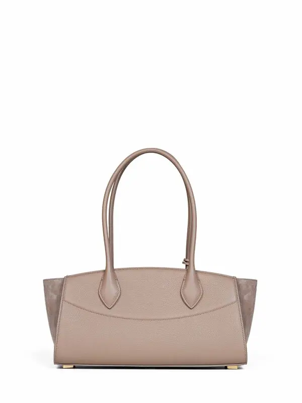 FERRAGAMO Taupe New Studio Soft Bag East West Handbag
