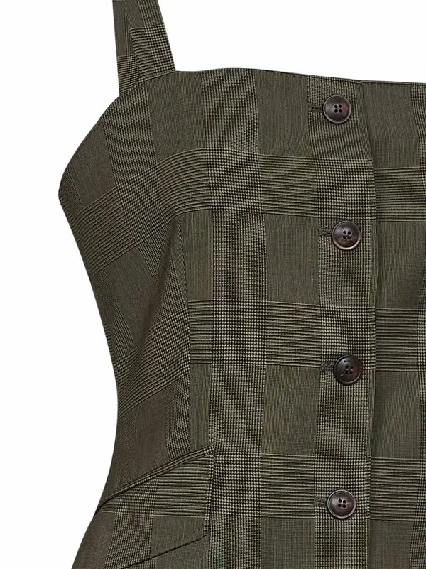 Max Mara Khaki Green Glen Plaid Wool Mxmbacca Vest - Multicolor