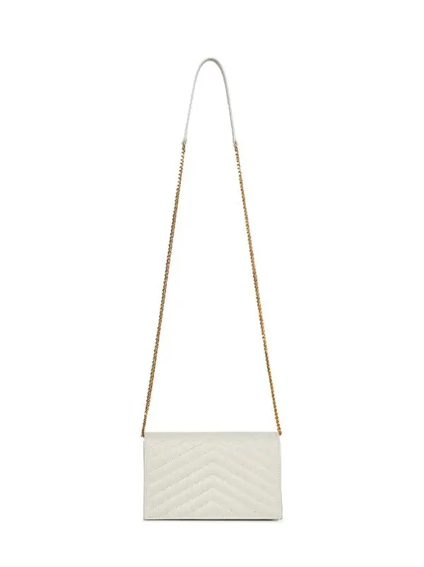 Saint Laurent Soft Cream Cassandre Classic Envelope Clutch With Chain Shoulde Strap