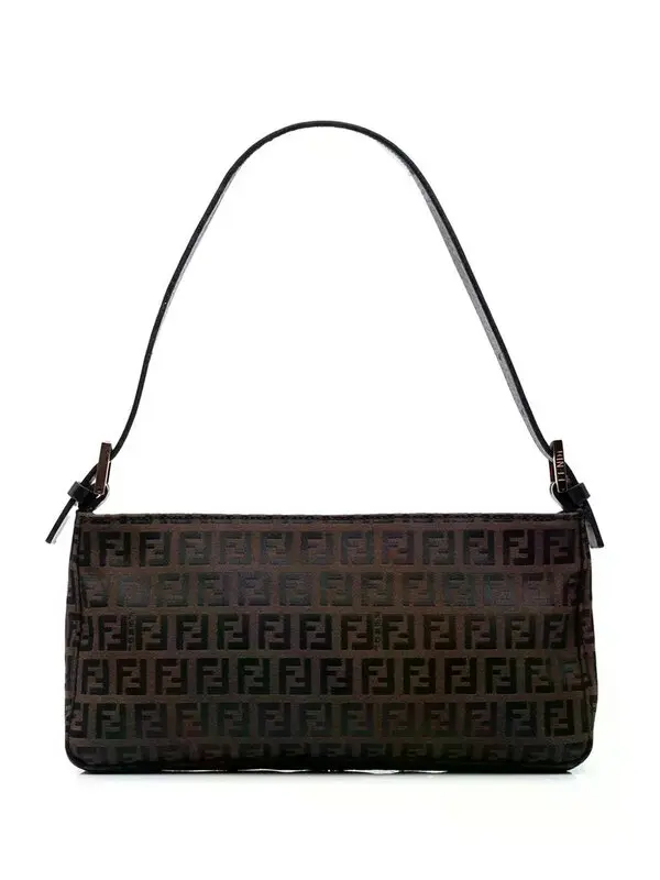 Fendi 2000-2010 Zucchino Canvas Pochette Shoulder Bag - Brown
