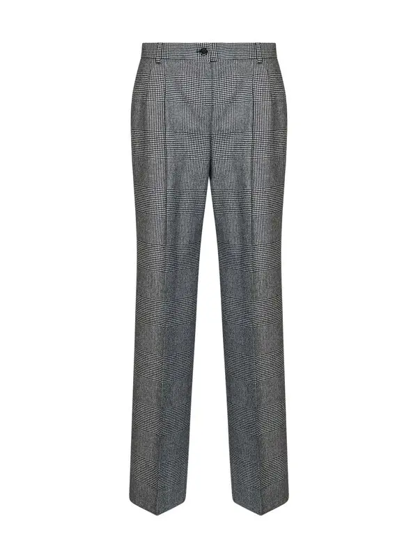 Dolce & Gabbana Black And White Prince Of Wales Check Wool And Cashmere Straight-leg Trousers - Multicolor