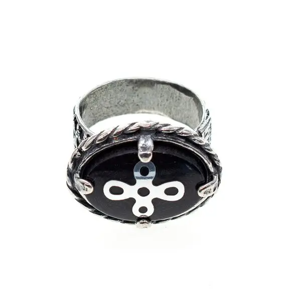 GEM KINGDOM Knot Ring Black