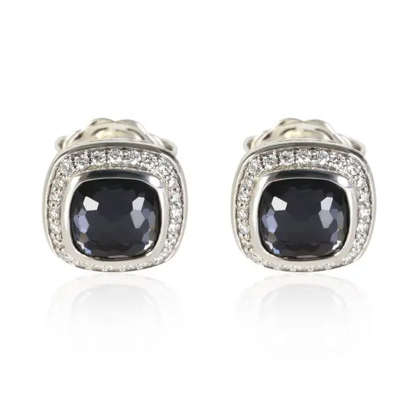 David Yurman Sterling Silver Diamond Black Orchid Albion Earrings - Sterling_silver