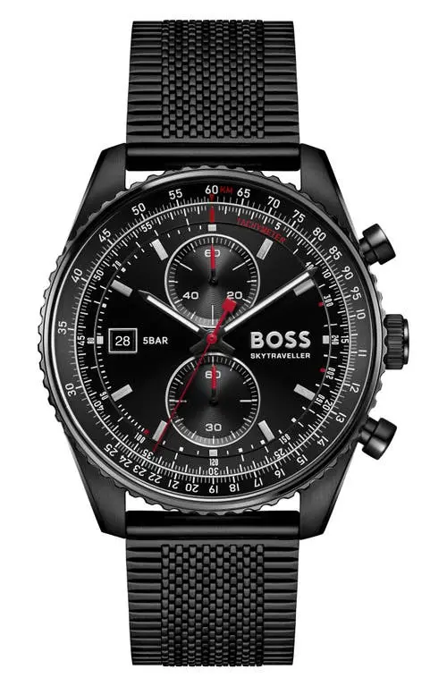 Hugo Skytraveller Chronograph Quartz Watch - Black