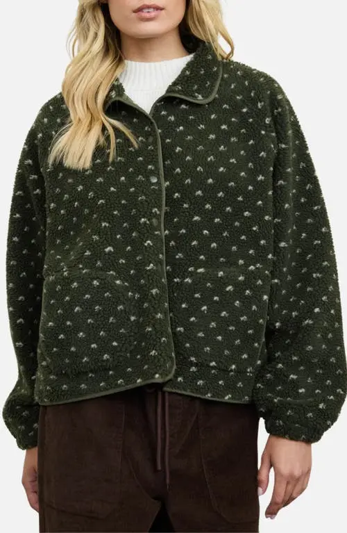 J.O.A. Dotted High Pile Fleece Jacket - Olive