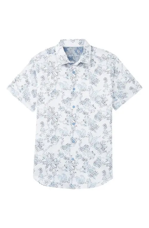 Robert Graham Digsby Print Stretch Cotton Short Sleeve Shirt