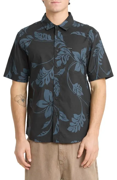 Quiksilver Makani Lau Classic Short Sleeve Button-up Shirt - Phantom