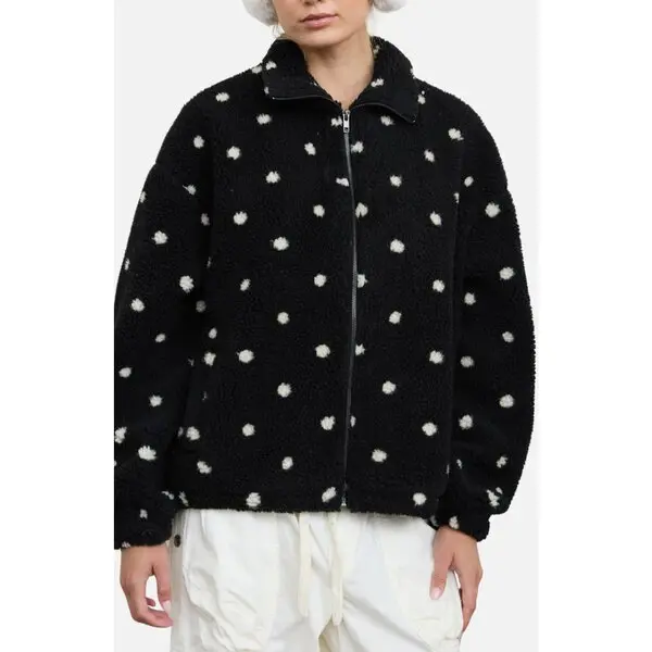 J.O.A. Polka Dot Fleece Jacket - Black