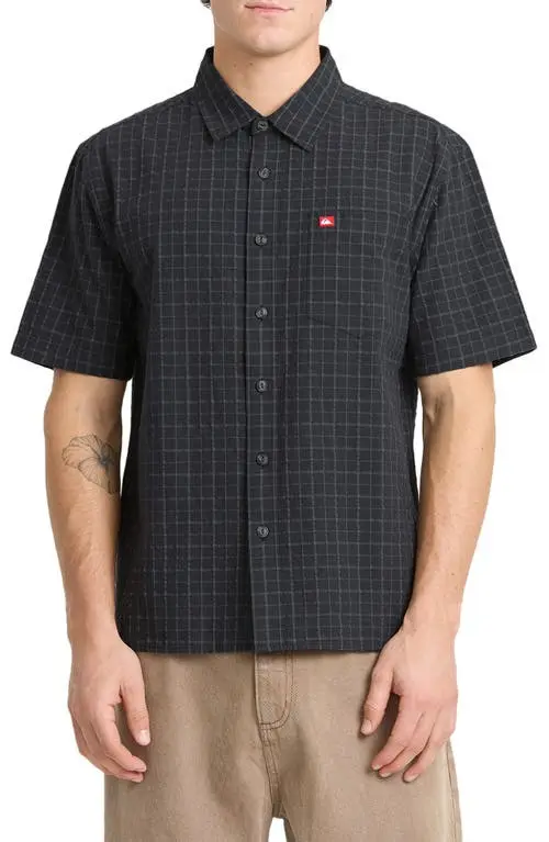 Quiksilver Yg Wavey Relaxed Plaid Seersucker Button Up Shirt - Phantom
