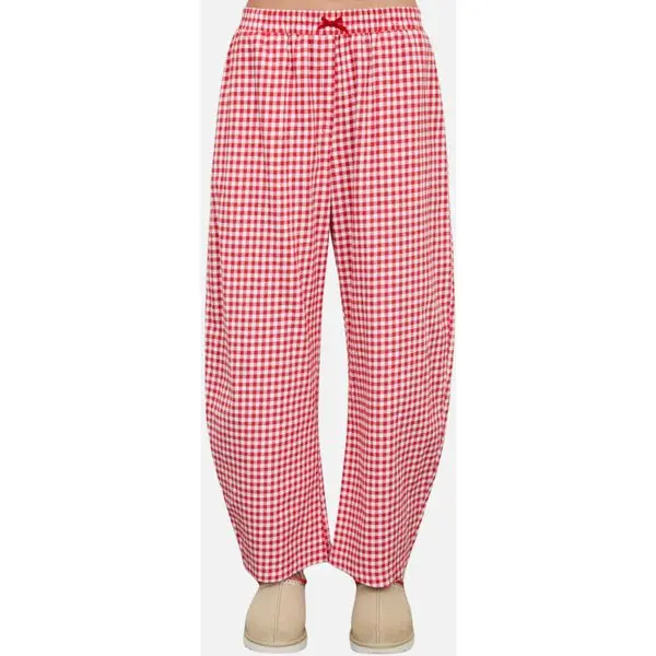 J.O.A. Gingham Elastic Waist Cotton Pants