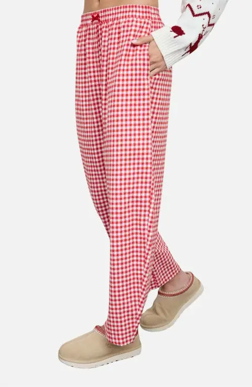 J.O.A. Gingham Elastic Waist Cotton Pants