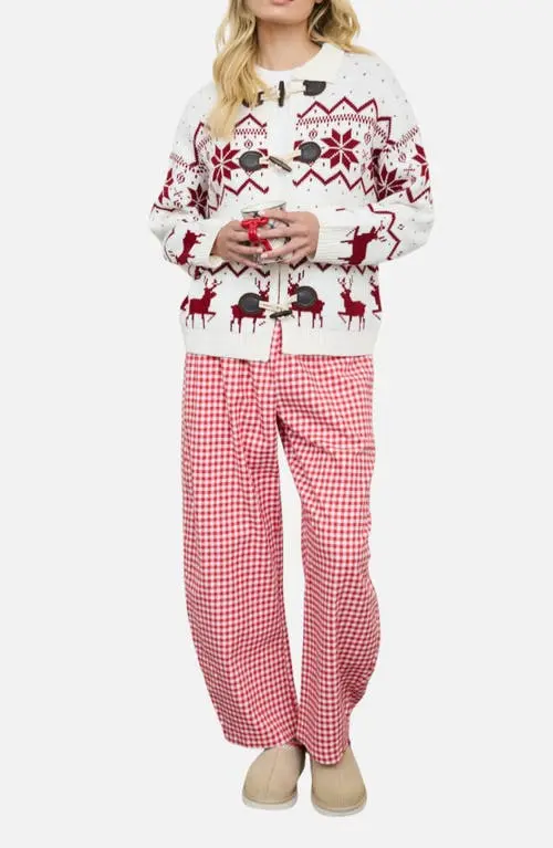 J.O.A. Gingham Elastic Waist Cotton Pants