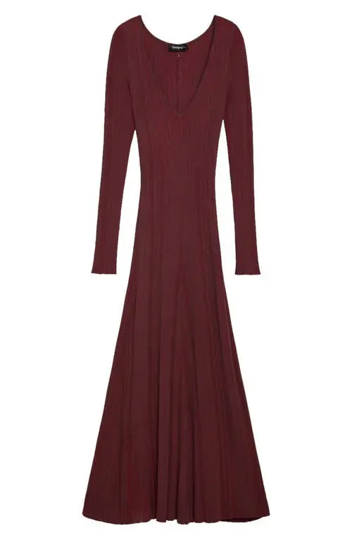 Desigual Long Sleeve Ribbed Knit Dress