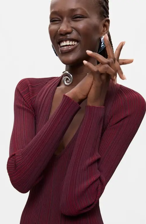 Desigual Long Sleeve Ribbed Knit Dress