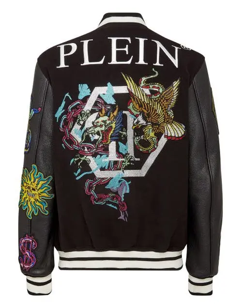 Philipp Plein Leather Bomber Tattoo