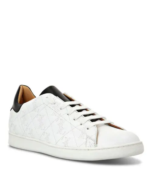 BILLIONAIRE Quilted Logo Leather Low-top Sneakers - White/black