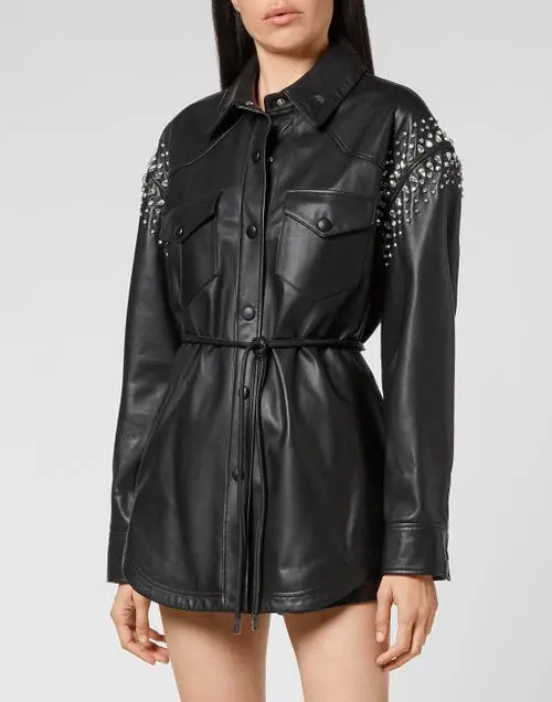 Philipp Plein Leather Shirt - Black