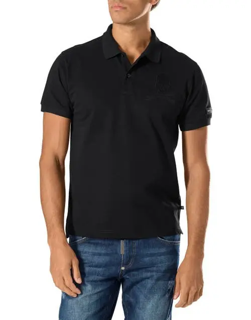 Philipp Plein Slim Fit Polo Shirt Ss "double Colors - Black/darkgrey